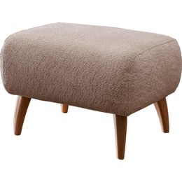 Hocker Home Affaire "Baggio" Gr. B/H/T: 63 cm x 45 cm x 63 cm, Lu x us-Microfaser weich, beige Home Affaire mit Holzfüßen