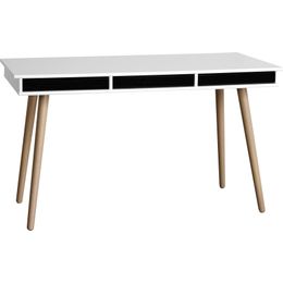 Schreibtisch HAMMEL FURNITURE "Mistral Bürotisch, Arbeitstisch, Tisch, Computertisch" Tische Gr. B/H/T: 137,4 cm x 75 cm x 60 cm, schwarz (schwarz gebeizt) Holzbeinen, B: 137,4 cm, Designmöbel