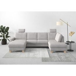 Wohnlandschaft Home Affaire "Summer U-Form", silber, B:314cm H:91cm T:170cm, 95% Polyester, 5% Polyamid, Sofas, Wohnlandschaft, mit oder ohne Bettfunktion und Bettkasten, Cord-Bezug