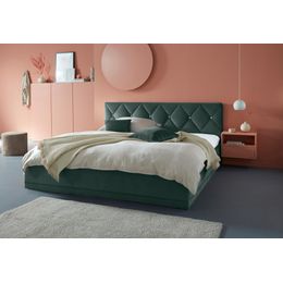 Polsterbett "Adamas", grün (moosgrün), L:210cm, Bezug: 100% Polyester, Polsterung: Polsterwatte, Material Gestell: gepolsterter Holzwerkstoff, Westfalia Schlafkomfort, Betten, auch mit Bettkasten, Knopfheftung mit Strasssteinen
