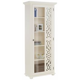 Vitrine Home Affaire "Arabeske", beige (cremefarben), B:80cm H:190cm T:40cm, MDF, Schränke, mit Fräsungen auf der Türfront, Türanschlag auswählbar, Höhe 190 cm