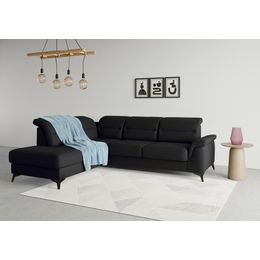 Sit & More Ecksofa SIT & MORE "Sinatra L-Form", schwarz, B:251cm H:85cm T:220cm, 98% Polyester, 2% Polyamid, Sofas, Ecksofa, mit Ottomane, optional mit Kopfteilverstellung und Armteilfunktion