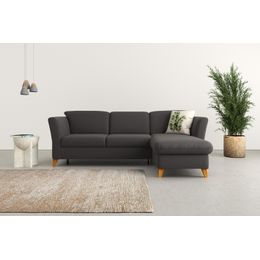 Ecksofa Home Affaire "Trelleborg L-Form", grau (fango), B:249cm H:86cm T:162cm, 100% Polyester, Sofas, Ecksofa, Federkern-Polsterung, wahlweise mit Bettfunktion und Bettkasten