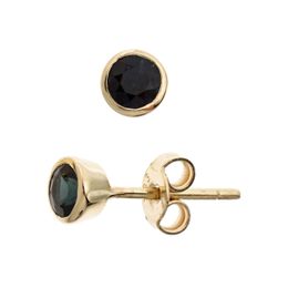 Paar Ohrstecker Jobo Ohrringe Gr. Gelbgold 333, goldfarben (gelbgold 333) Damen Ohrstecker rund 333 Gold mit Safir