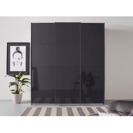 Schwebetürenschrank Rauch "Oteli" Schränke Gr. B/H/T: 203 cm x 210 cm x 68 cm, 3 St., grau (graumetallic, effektgrau hochglanz) Schwebetürenschränke und Schiebetürenschränke in verschiedenen Dekor- Hochglanzfarben