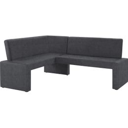 Eckbank Home Affaire "Barcelona", grau (dunkelgrau (fantasy 8201)), B:200cm H:88cm T:160cm, Massivholz, Holzwerkstoff, Polyester, Sitzbänke, In verschiedenen Stoffen und Farben