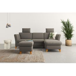 Ecksofa Home Affaire "Trelleborg L-Form", braun (schlamm), B:249cm H:86cm T:162cm, 100% Polyester, Sofas, Ecksofa, Federkern-Polsterung, wahlweise mit Bettfunktion und Bettkasten