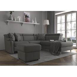 Sit & More Ecksofa SIT & MORE "Freetown L-Form", grau (steel), B:252cm H:84cm T:216cm, Sofas, Ecksofa, inklusive Kopfteilverstellung und komfortablem Federkern