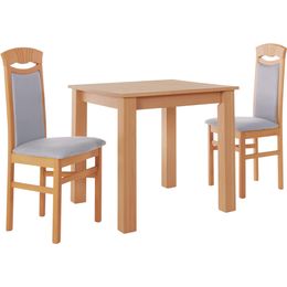 Essgruppe Home Affaire "Luisa + Franz Set", grau (anthrazit, natur), B:80cm H:76cm T:80cm, FSC-zertifiziertes Massivholz, Sitzmöbel-Sets, Buche Massivholz