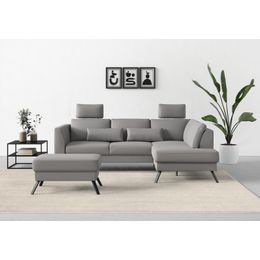 Sit & More Ecksofa SIT & MORE "Lindholm L-Form", grau (anthrazit), B:254cm H:88cm T:188cm, Sofas, Ecksofa, mit Sitztiefenverstellung und Federkern