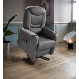 Sit & More TV-Sessel SIT & MORE "Morten", grau (anthrazit), B:76cm H:113cm T:78cm, Luxus-Kunstleder;NaturLEDER (echtes Rindsleder);Luxus-Microfaser (100% Polyester), Sessel, Fernsehsessel, in Gr&ouml;&szlig;e M, wahlweise mit Motor und Aufstehhilfe
