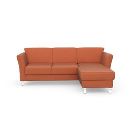 Sit & More Ecksofa SIT & MORE "Visby L-Form", orange (terra), B:248cm H:87cm T:162cm, Sofas, Ecksofa, wahlweise mit Bettfunktion und Bettkasten, frei im Raum stellbar