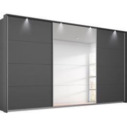 Schwebetürenschrank Rauch "Orias" Schränke Gr. B/H/T: 368 cm x 214 cm x 68 cm, mit Beleuchtung, 3 St., grau (graumetallic) Schwebetürenschränke und Schiebetürenschränke mit Mittelspiegel Passepartout optional Beleuchtung