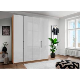 Falttürenschrank Wiemann "Monaco" Schränke Gr. B/H/T: 197,3 cm x 236 cm x 58 cm, 4 St., braun (bianco, eiche, nachbildung, glas weiß) mit Glasfront sowie hochwertigen Beschlägen