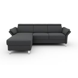 Sit & More Ecksofa SIT & MORE "Vincenzo L-Form", grau (anthrazit), B:252cm H:84cm T:165cm, Sofas, Ecksofa, inklusive Kopfteilverstellung, wahlweise mit Bettfunktion, Bettkasten