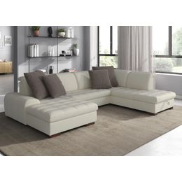 Sit & More Wohnlandschaft SIT & MORE "Luxor U-Form", beige (creme), B:329cm T:224cm, Luxus-Microfaser ALTARA NUBUCK (100% Polyester);Soft clean (98% Polyester, 2% Polyamid);Struktur fein (100% Polyester), Sofas, Wohnlandschaft, wahlweise mit Bettfunktion, Bettkasten und Kopfteilverstellung