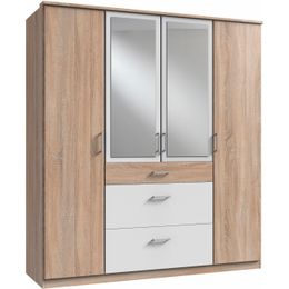 Kleiderschrank wimex "Click" Schränke Gr. B/H/T: 180 cm x 199 cm x 58 cm, 4 St., weiß (struktureichefarben hell, weiß) Drehtürenschrank Kleiderschrank Schränke mit Spiegel