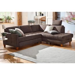 Ecksofa Home Affaire "Earl L-Form", braun, B:233cm H:80cm T:196cm, Luxus-Microfaser in Lederoptik (100% Polyester);Struktur fein (100% Polyester);Luxus-Microfaser ALTARA NUBUCK (100% Polyester), Sofas, Ecksofa, wahlweise auch mit Bettfunktion oder Bettfunktion mit Bettkasten