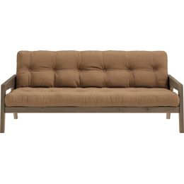 Schlafsofa Karup Design, braun (mocca), B:204cm H:40cm T:90cm, 80% Baumwolle + 20% polyester, Sofas, Schlafsofa, Mit Holzstruktur, inkl. Futonmatratze, Liegefl&auml;che 130x190 cm