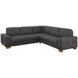 Ecksofa Home Affaire "Puccini L-Form", grau (anthrazit), B:276cm H:86cm T:271cm, Luxus-Microfaser Lederoptik (100% Polyester);Luxus-Microfaser (100% Polyester);Luxus-Microfaser ALTARA NUBUCK (100% Polyester), Sofas, Ecksofa, mit Federkern, Sitztiefenverstellung, Kontrastnaht