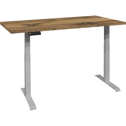 Mäusbacher Schreibtisch MÄUSBACHER "Big System Office" Tische Gr. B: 140 cm, silberfarben (silber, plankeneiche, silber, plankeneiche) Schreibtische Breite 140 cm, elektrisch höhenverstellbar