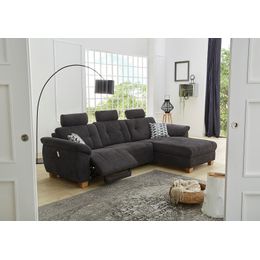 Jockenh&ouml;fer Ecksofa JOCKENH&Ouml;FER GRUPPE "Savona L-Form", schwarz, B:299cm H:105cm T:105cm, Luxus-Microfaser (92% Polyester, 8% Nylon);Zierkissen: (100% Polyester), Sofas, Ecksofa, jeweils mit USB-Ladestation an der Armlehne und mit Relaxfunktion, Topseller