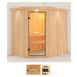 Karibu Sauna "Swantje" Saunen ohne Ofen beige (naturbelassen)