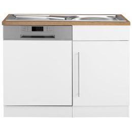 Spülenschrank KOCHSTATION "KS-Samos", weiß (weiß, wotaneichefarben), B:110cm H:85cm T:60cm, Schränke, 110 cm breit, inkl. Tür/Sockel für Geschirrspüler