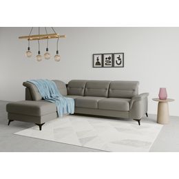 Sit & More Ecksofa SIT & MORE "Sinatra L-Form", braun (schlamm), B:251cm H:85cm T:220cm, 100% Polyester, Sofas, Ecksofa, mit Ottomane, optional mit Kopfteilverstellung und Armteilfunktion