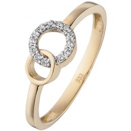 Fingerring Jobo Fingerringe Gr. 56, Gelbgold 333, goldfarben (gelbgold 333 + weiß) Damen Gold bicolor mit 13 Zirkonia