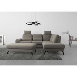 Sit & More Ecksofa SIT & MORE "Cinturo L-Form", braun (schlamm), B:260cm H:88cm T:226cm, Sofas, Ecksofa, inklusive Sitztiefenverstellung und Federkern, Sitzh&ouml;he 45 cm