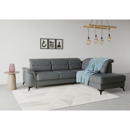 Sit & More Ecksofa SIT & MORE "Sinatra L-Form", grau (dunkelgrau), B:251cm H:85cm T:220cm, 98% Polyester, 2% Polyamid, Sofas, Ecksofa, mit Ottomane, optional mit Kopfteilverstellung und Armteilfunktion