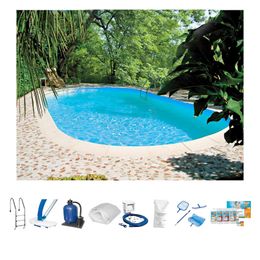 Ovalpool Clear Pool "TAHITI" Schwimmbecken Gr. B/H/L: Breite 360 cm x Höhe 120 cm x Länge 623 cm, 20500 l, weiß 623x360x120 cm