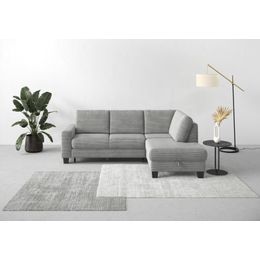 Ecksofa Home Affaire "Summer L-Form", silber, B:236cm H:91cm T:170cm, 100% Polyester, Sofas, Ecksofa, mit Ottomane, mit oder ohne Bettfunktion und Bettkasten, Cord-Bezug