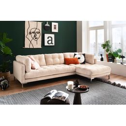 Ecksofa TRENDS BY HG "Landau L-Form", beige (cream), B:275cm H:75cm T:158cm, Sofas, Ecksofa, in Cord-Stoff mit Metallfu&szlig;