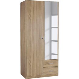 Kleiderschrank Rauch "Bergheim" Schränke Gr. B/H/T: 90 cm x 197 cm x 54 cm, 2 St., braun (struktureichefarben hell) Drehtürenschrank Drehtürenschränke Schränke abschließbar