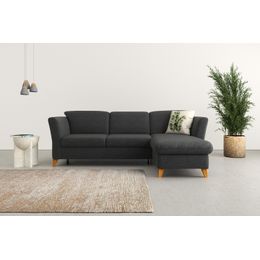Ecksofa Home Affaire "Trelleborg L-Form", grau (anthrazit), B:249cm H:86cm T:162cm, 100% Polyester, Sofas, Ecksofa, Federkern-Polsterung, wahlweise mit Bettfunktion und Bettkasten