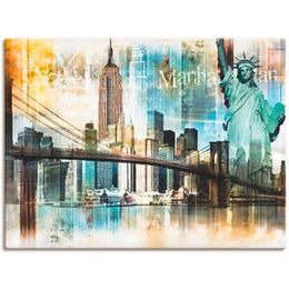 Wandbild Artland "New York Skyline Collage IV" Bilder Gr. B/H: 80 cm x 60 cm, Leinwandbild Amerika, 1 St., beige (naturfarben) Kunstdrucke als Leinwandbild, Poster in verschied. Größen