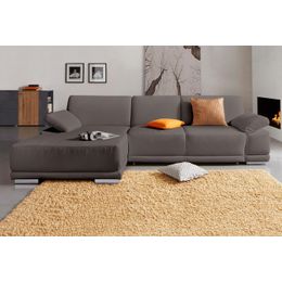 Sit & More Ecksofa SIT & MORE "Coria L-Form", grau (elefant), B:282cm H:80cm T:162cm, Kunstleder SOFTLUX;Struktur ( 100% Polyester);Struktur fein ( 90% Polyester; 10% Polyamid);Luxus-Microfaser ALTARA NUBUCK (100% Polyester), Sofas, Ecksofa, mit XL-Recamiere, wahlweise mit Bettfunktion