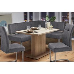 Eckbank Home Affaire "Rab", grau (dunkelgrau (capulet 4009), silberfarben), B:180cm H:88cm T:140cm, Polyester, Sitzbänke, in 2 Breiten (180 oder 200 cm), Bezug in verschiedenen Qualitäten