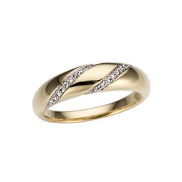 Goldring Firetti "Schmuck Geschenk Gold 585, Edel, tlw. rhodiniert, massiv" Fingerringe Gr. 16, 0,1 ct P2 = erkennbare Einschlüsse, Gelbgold 585-Diamanten, 5 mm, weiß (gelbgoldfarben, silberfarben, weiß) Damen mit Brillanten