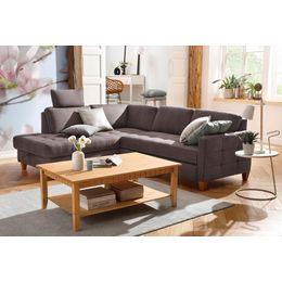 Ecksofa Home Affaire "Earl L-Form", braun, B:233cm H:80cm T:196cm, Luxus-Microfaser in Lederoptik (100% Polyester);Struktur fein (100% Polyester);Luxus-Microfaser ALTARA NUBUCK (100% Polyester), Sofas, Ecksofa, wahlweise auch mit Bettfunktion oder Bettfunktion mit Bettkasten