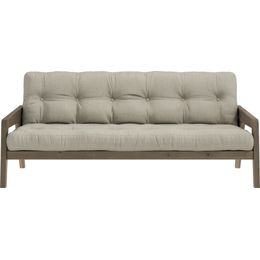 Schlafsofa Karup Design, beige (leinen), B:204cm H:40cm T:90cm, 75% cotton + 25% linen, Sofas, Schlafsofa, Mit Holzstruktur, inkl. Futonmatratze, Liegefl&auml;che 130x190 cm