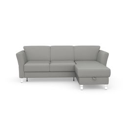 Sit & More Ecksofa SIT & MORE "Visby L-Form", silber, B:248cm H:87cm T:162cm, Sofas, Ecksofa, wahlweise mit Bettfunktion und Bettkasten, frei im Raum stellbar