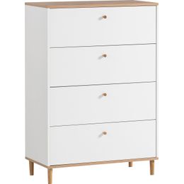 Kommode Schildmeyer "Hilda" Sideboards Gr. B/H/T: 80,4 cm x 115,7 cm x 40,0 cm, 4, weiß (mattweiß, artisaneichefarben) Kommode 4 Schubladen