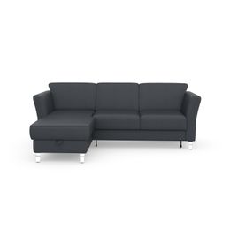Sit & More Ecksofa SIT & MORE "Visby L-Form", grau (dunkelgrau), B:248cm H:87cm T:162cm, Sofas, Ecksofa, wahlweise mit Bettfunktion und Bettkasten, frei im Raum stellbar