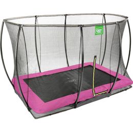 Bodentrampolin EXIT "Silhouette Ground" Trampoline Gr. B: 214 cm, rosa (schwarz, pink) Kinder BxT: 214x305 cm, mit Sicherheitsnetz