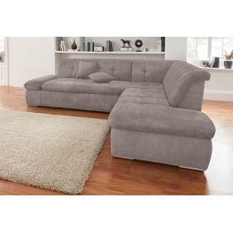 Ecksofa DOMO collection "NMoric incl. Zierkissen B/T/H: 273/216/80 cm L-Form", grau (taupe), B:273cm H:80cm T:216cm, Chenille (85% Polyester, 15% Acryl);Luxus-Microfaser (100% Polyester);Struktur ( 100% Polyester);Microfaser PRIMABELLE (100% Polyester), Sofas, Ecksofa, Ottomanen-Abschluss, wahlweise mit Bettfunktion und Armlehnverstellung
