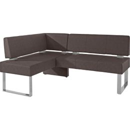 Eckbank Home Affaire "Rab", braun (schlamm (argentina 1024), silberfarben), B:180cm H:88cm T:140cm, Polyester, Sitzbänke, in 2 Breiten (180 oder 200 cm), Bezug in verschiedenen Qualitäten