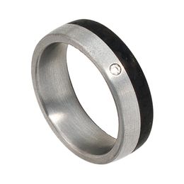 Diamantring Jobo Fingerringe Gr. 58, SI = kleine Einschlüsse, Diamanten-Carbon-Edelstahl, silberfarben (edelstahlfarben) Damen Edelstahl und Carbon mit Diamant